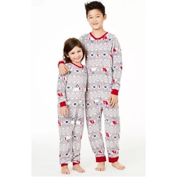 Macy's | Pajamas | One Piece Grey Family Pjs Christmas Holidays Polar ...